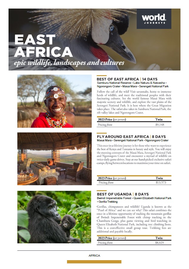 Africa - East Africa Flyer - World Journeys New Zealand